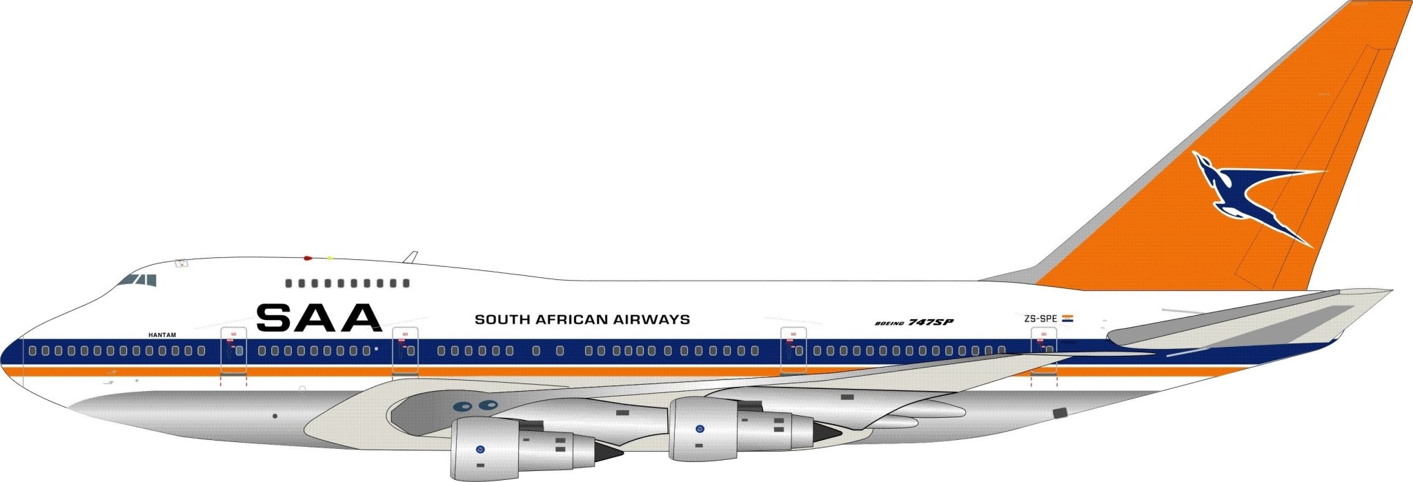 InFlight IF747SP1015P 1:200 South African Airlines Boeing 747SP ZS-SPE ...