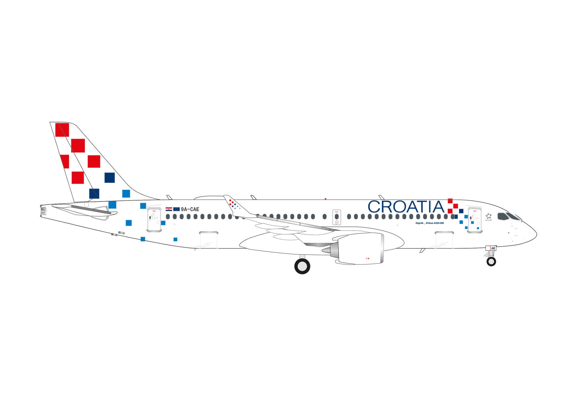 Herpa Wings 573757 1:200 Croatia Airlines Airbus A220-300 – 9A-CAE ...